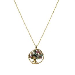 Collier Luxenter, Collier aus Metalllegierung und mehrfarbigen Turmalinen, 18K vergoldet