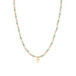 Luxenter Halskette aus 925er Sterlingsilber mit mehrfarbigem Kristall in 18K Gelbgold - Liwa