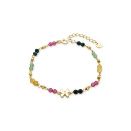 Luxenter 925 Sterling Silber Armband mit gr&uuml;nem Kristall in 18K Gelbgold - Schmetterling