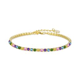 Luxenter 925 Sterling Silber Armband mit mehrfarbigen Zirkonia in 18K Gelbgold - Tahu