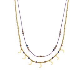 Luxenter Halskette aus 925er Sterlingsilber und 18k Gold mit bunten Kristallen - Kapac