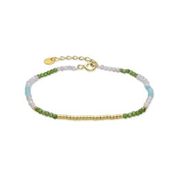 Luxenter Armband aus 925er Sterlingsilber und gr&uuml;nem Kristall in 18k Gelbgold - Vados