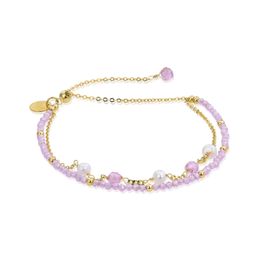Luxenter 925 Sterling Silber Armband mit rosa Kristall in 18K Gelbgold - Rius
