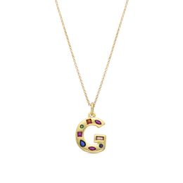 Luxenter Halskette mit mehrfarbigen Zirkonia 18k Gold Finish - Alphabet