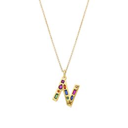 Luxenter Halskette mit mehrfarbigen Zirkonia 18k Gold Finish - Alphabet