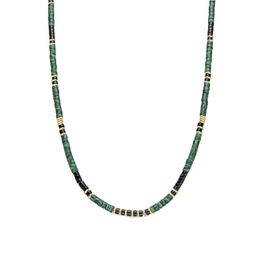Luxenter Halsschmuck aus 925er Sterlingsilber und 18-kar&auml;tigem Gold mit Malachit - Ilmina