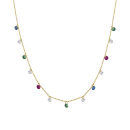 Luxenter Halsschmuck aus 925er Sterlingsilber und mehrfarbigen Zirkonias mit 18k Gelbgold - Sumju