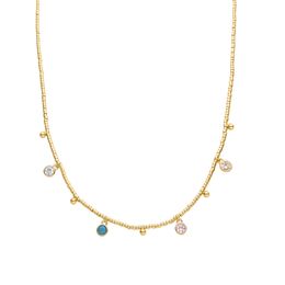 Luxenter Halskette aus 925er Sterlingsilber mit mehrfarbigen Zirkonias in 18K Gelbgold - Mali