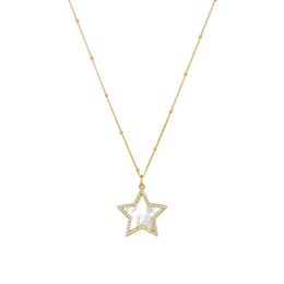 Luxenter Halskette aus 925er Sterlingsilber mit wei&szlig;em Perlmutt und 18K Gelbgold - Adala