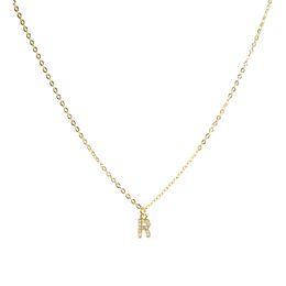 Luxenter Halskette mit gl&auml;nzendem Zirkonia 18k Gold-Finish - Alphabet