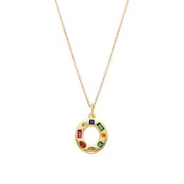 Luxenter Halskette mit mehrfarbigen Zirkonia 18k Gold Finish - Alphabet