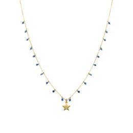 Luxenter Halskette aus 925er Sterlingsilber mit dunkelblauem Kristall in 18K Gelbgold - Zysuo