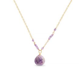 Luxenter Halskette, Metalllegierung zoqoyi und nat&uuml;rlicher Amethyst 18K vergoldet