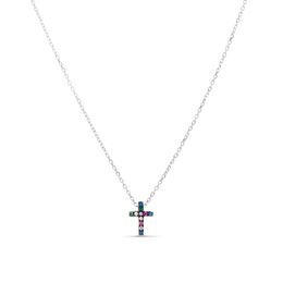 Luxenter Sterling Silber 925 Halskette mit mehrfarbigen Zirkonia rhodiniert - Sharra