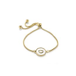 Luxenter-Armband aus wei&szlig;em Perlmutt in 18 Karat Gelbgold - Alphabet