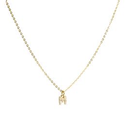 Luxenter Halskette mit gl&auml;nzendem Zirkonia 18k Gold-Finish - Alphabet