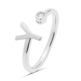 Luxenter 925 Sterling Silber Ring mit rhodiniertem Brillant Zirkonia - Alphabet