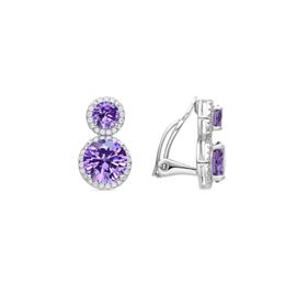 Luxenter 925 Sterlingsilber- und Amethyst-Zirkonia-Ohrringe in Rhodium - Pruka