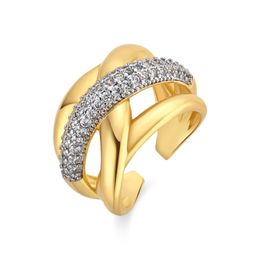Luxenter Brilliant Metal and Zirconia Alloy Ring mit 18-karat-Gelbgold - Prukah