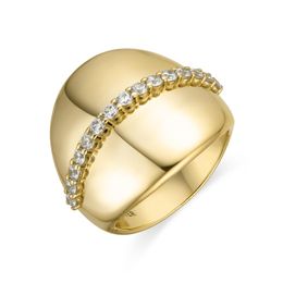 Luxenter Ring aus 925er Sterlingsilber mit funkelnden Zirkonia-Steinen, 18 Karat Gelbgold-Finish &ndash; Idel