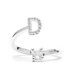 Luxenter-Ring mit brillantem Zirkonia-Silber-Finish &ndash; Alphabet