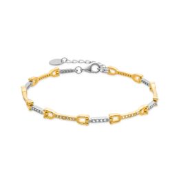 Luxenter Armreif aus 925er Sterlingsilber mit gl&auml;nzenden Zirkonen in 18k Gelbgold - Azhla
