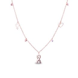 Luxenter, 925er Sterlingsilber und rosa Turmalin mit rhodinierten Zirkonen als Halskette