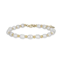 Luxenter Sterling Silber 925 Armband mit wei&szlig;er Perle in 18K Gelbgold beendet - Zul