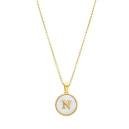 Luxenter-Halskette aus wei&szlig;em Perlmutt in 18 Karat Gelbgold - Alphabet