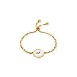 Luxenter-Armband aus wei&szlig;em Perlmutt in 18 Karat Gelbgold - Alphabet