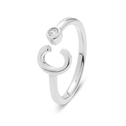 Luxenter 925 Sterling Silber Ring mit rhodiniertem Brillant Zirkonia - Alphabet