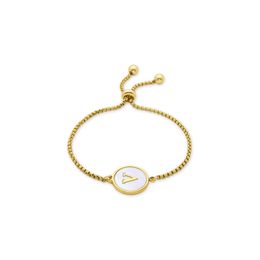 Luxenter-Armband aus wei&szlig;em Perlmutt in 18 Karat Gelbgold - Alphabet