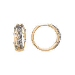 Luxenter Ohrringe mit 18 Karat Gelbgold-Finish und Brillantstrahl-Zirkonia &ndash; Hax