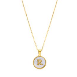 Luxenter-Halskette aus wei&szlig;em Perlmutt in 18 Karat Gelbgold - Alphabet