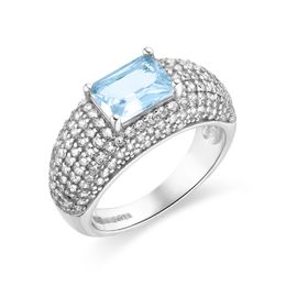 Luxenter 925 Sterling Silber Ring mit rhodinierten Aquamarin Zirkonia - Tany