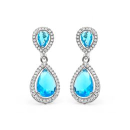Luxenter Ohrringe mit Zirkonia und blauem Topas, silberfarben &ndash; Misim