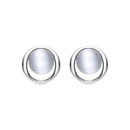 Luxenter 925 Sterling Silber Katzenauge Rhodium plattiert Ohrringe - Jesoa