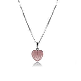 Luxenter, 925er Sterlingsilber und Rosenquarz rhodinierte Halskette