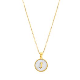 Luxenter-Halskette aus wei&szlig;em Perlmutt in 18 Karat Gelbgold - Alphabet