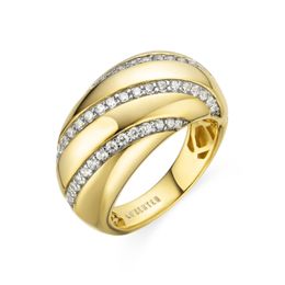 Luxenter Ring aus 925er Sterlingsilber mit Zirkonia, in 18 Karat Gold veredelt &ndash; Vikai