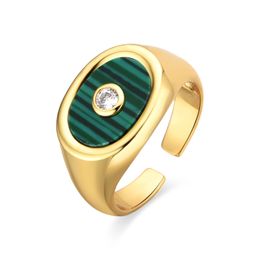 Luxenter Ring mit 18k Gold Finish Malachit - Staxo