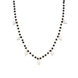 Luxenter Halskette aus 925er Sterlingsilber mit wei&szlig;er Perle in 18K Gelbgold - Seika