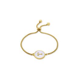 Luxenter-Armband aus wei&szlig;em Perlmutt in 18 Karat Gelbgold - Alphabet