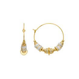 Luxenter 925 Sterlingsilber und wei&szlig;e Perlmutt-Ohrringe mit 18-karat-Gelbgold-Finish &ndash; Darkba