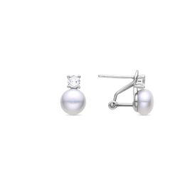 Luxenter 925 Sterling Silber Ohrringe mit wei&szlig; rhodinierter Perle - Ohrun