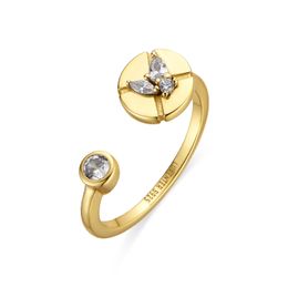 Luxenter Ring aus 925er Sterlingsilber mit Zirkonia, 18 Karat vergoldet &ndash; Ufore