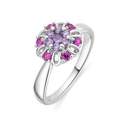 Luxenter-Ring aus Metalllegierung und mehrfarbigem Zirkonia in Rhodium - Goryah