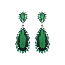 Luxenter Emerald Zirconia Metalllegierungs-Ohrringe mit Rhodium-Finish &ndash; Cakrolm