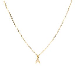 Luxenter Halskette mit gl&auml;nzendem Zirkonia 18k Gold-Finish - Alphabet