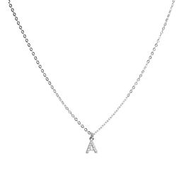 Luxenter Halskette mit gl&auml;nzenden Zirkonia in Silber - Alphabet
